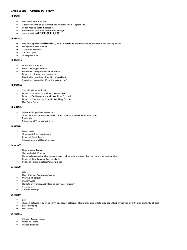 Grade 11 SHS Pointers Midterm | PDF