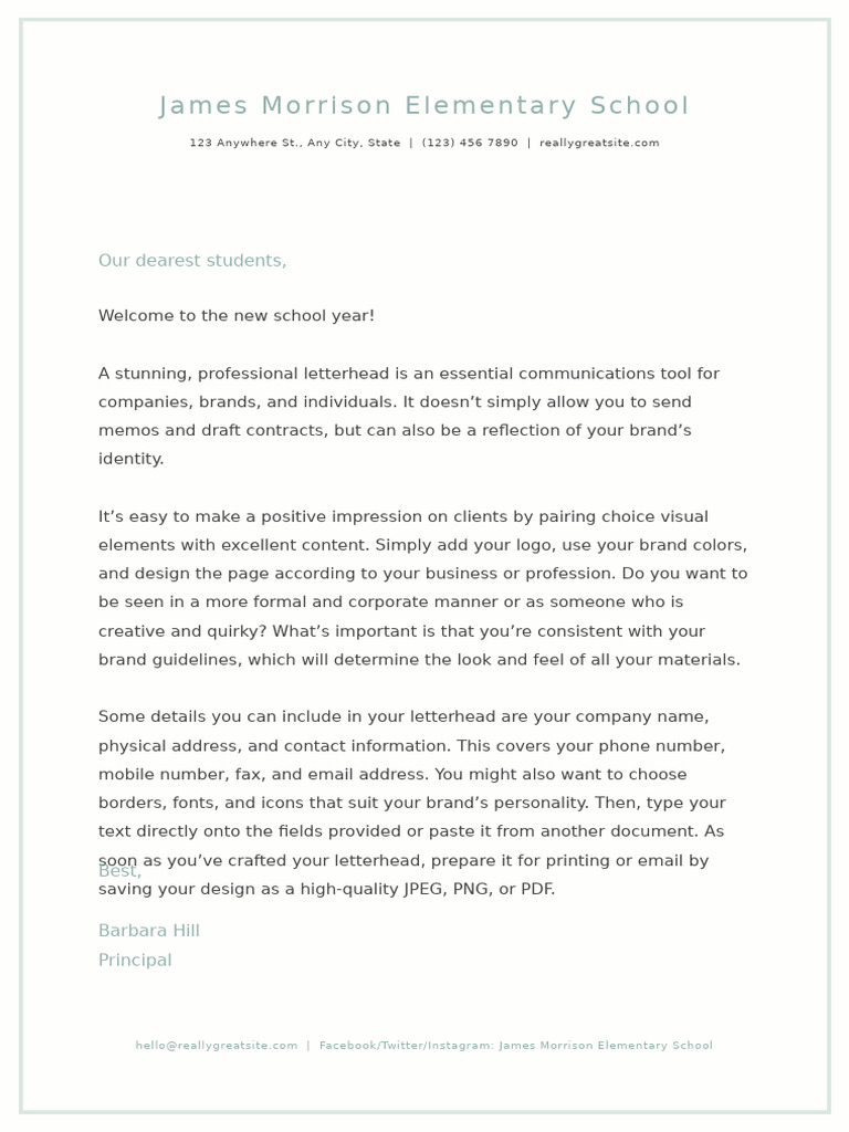 White Bordered Welcome Letter To The Students School Letters | PDF