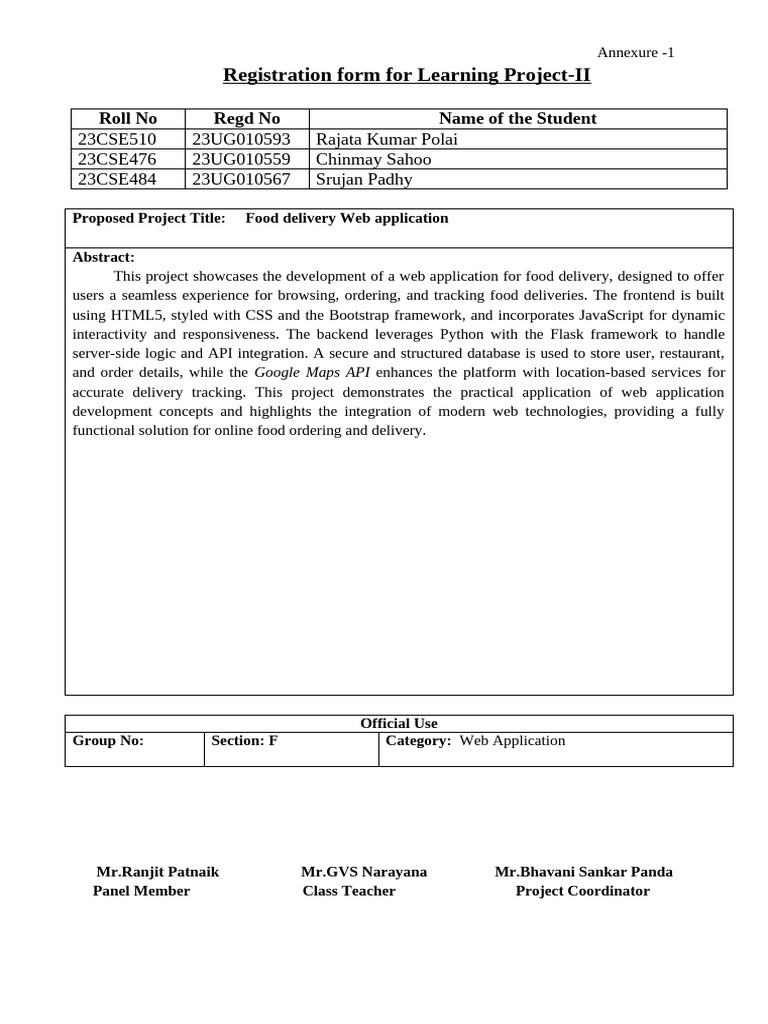 Registration Form Annexure-1 | PDF