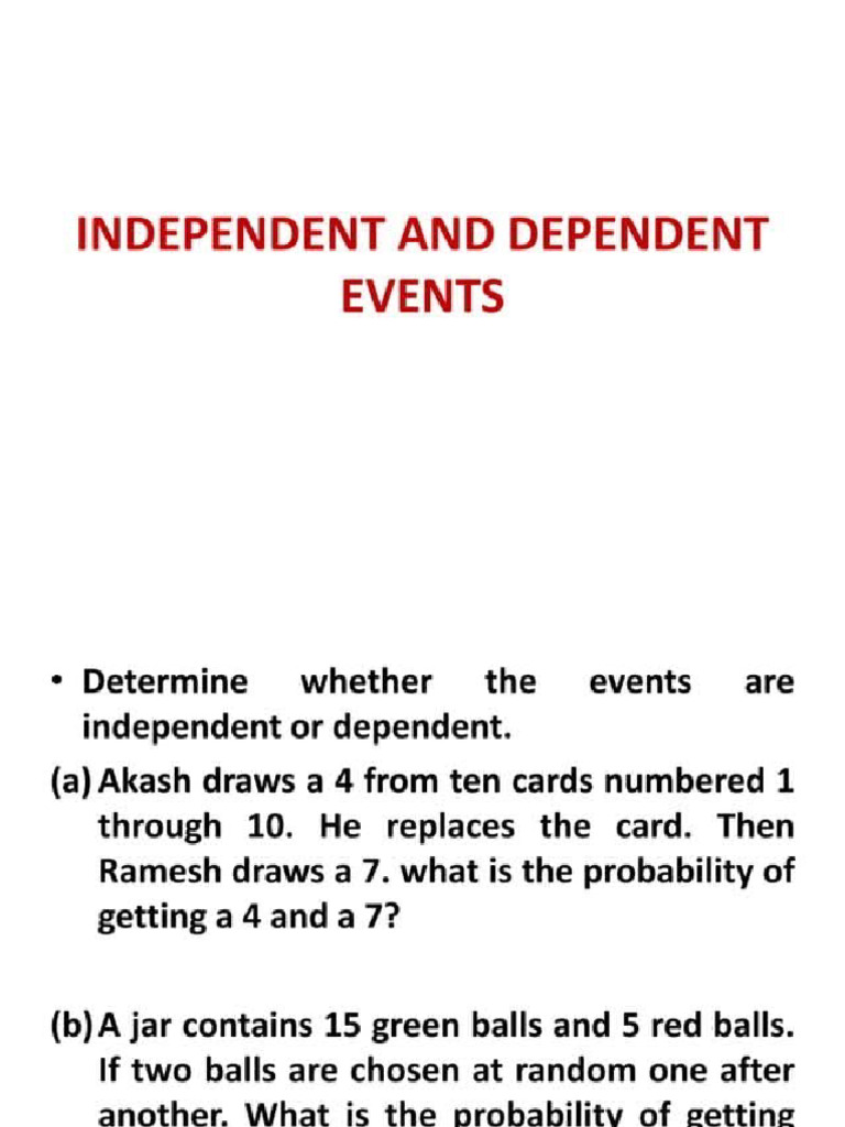 Independent and Dependent Events | PDF