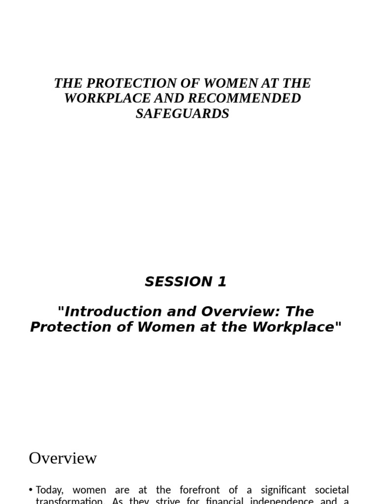 The Protection of Women at The Workplace | PDF
