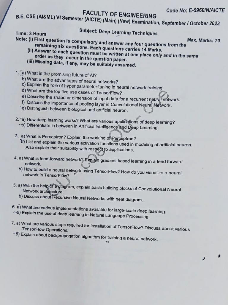 Deep Learning Exam Guide | PDF | Deep Learning | Statistical Classification