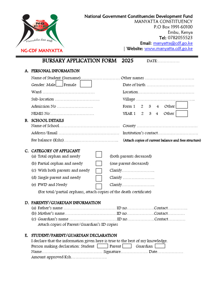 bursary-form-2025 (10) | PDF | Identity Document