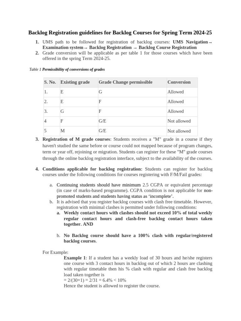 1 - Backlog Registration Guidelines | PDF | Educational Stages