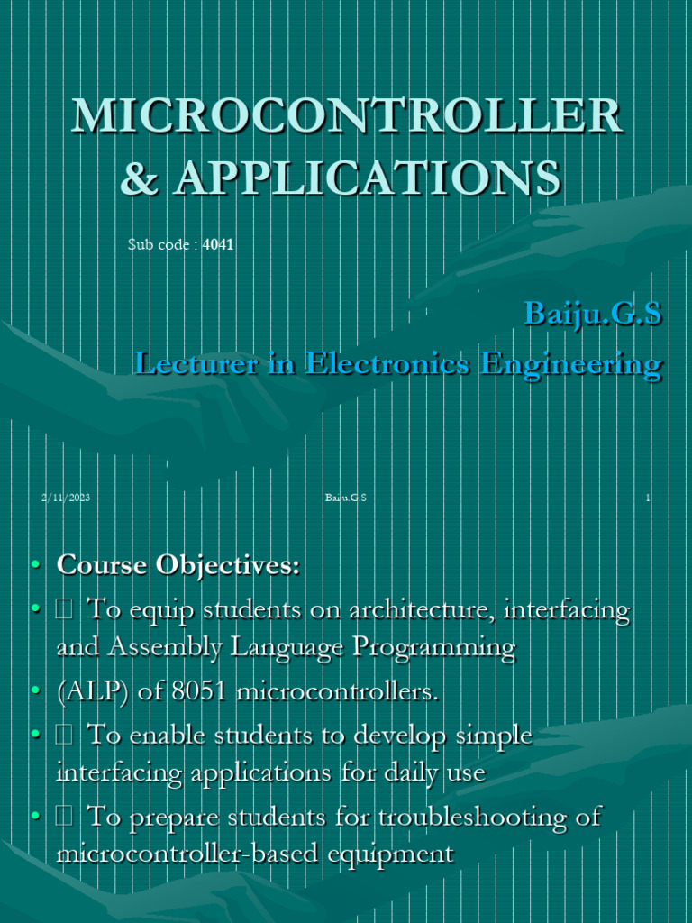 Nicrocontroller & Applications Mod 1-2023 | PDF | Microcontroller | Central Processing Unit