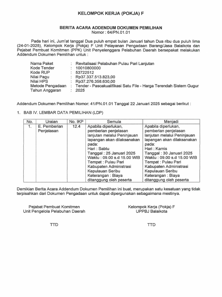 BA Addendum Dokpil Pulau Pari | PDF