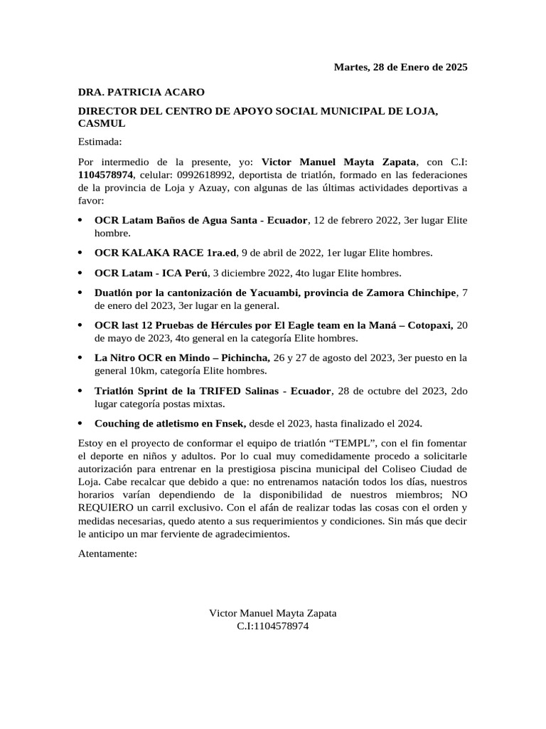 Solicitud Director Del Casmul | PDF