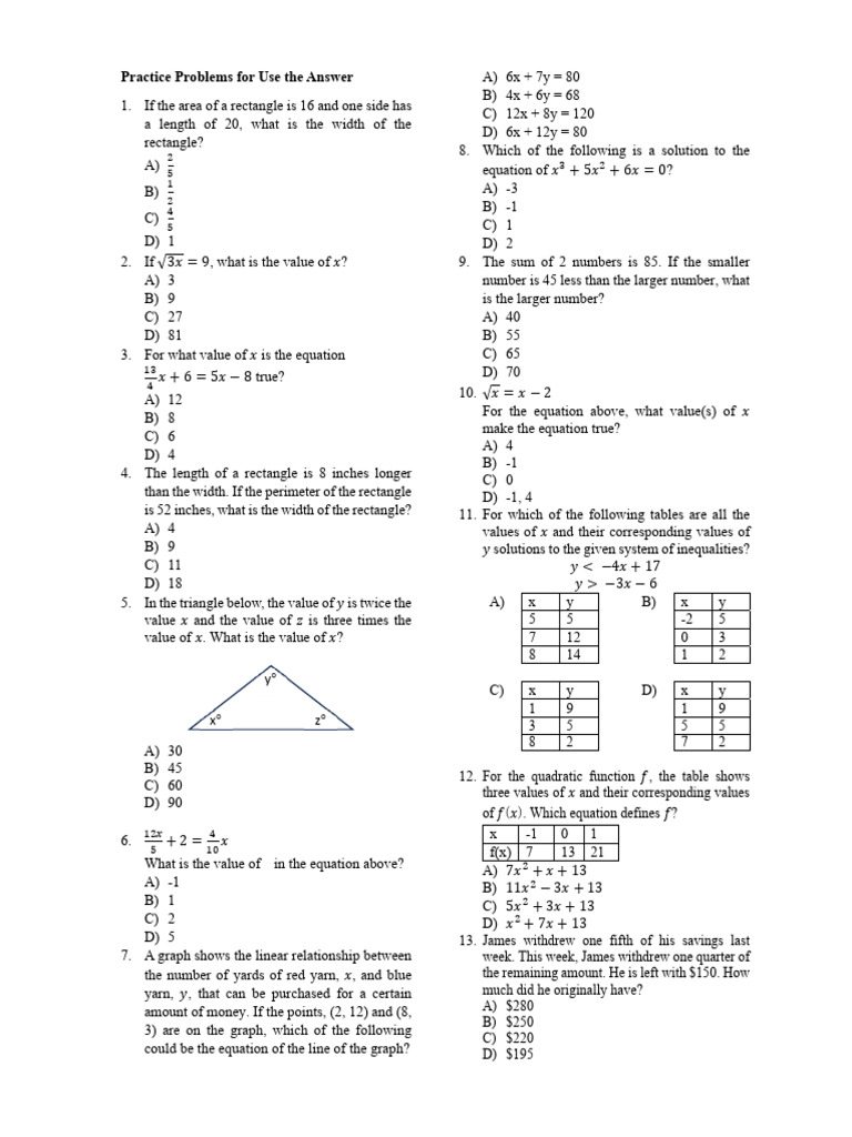 Skill 1 Use The Answer Practice Questions | PDF | Length | Fahrenheit