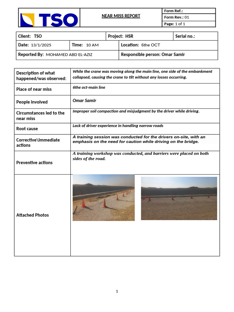 Near Miss Report Template | PDF