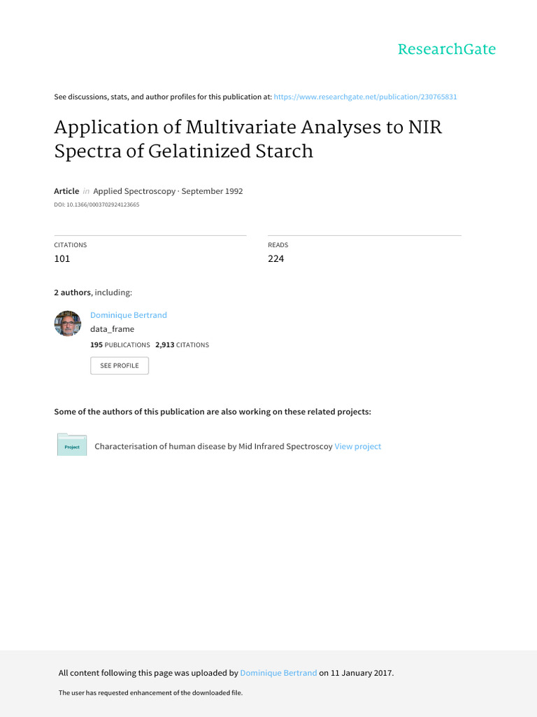 35 Pub 1992 (Bertrand) Application of Multivariate Analyses To NIR Spectra of Gelatinized Starch ...