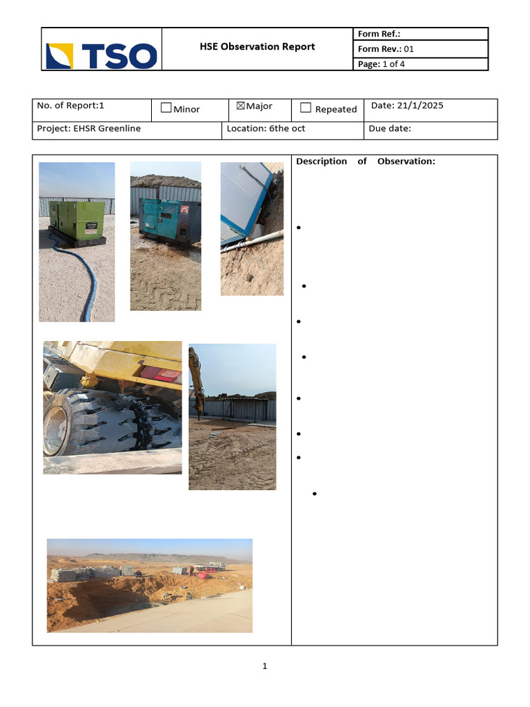 HSE Observation Report-6the Site Visit Report | PDF | Safety