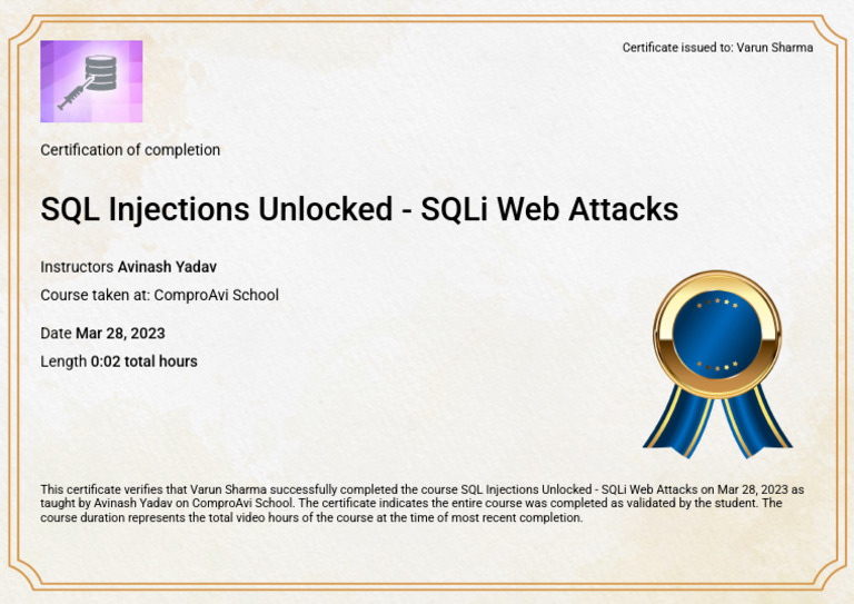 SQL Injections Unlocked - SQLi Web Attacks | PDF