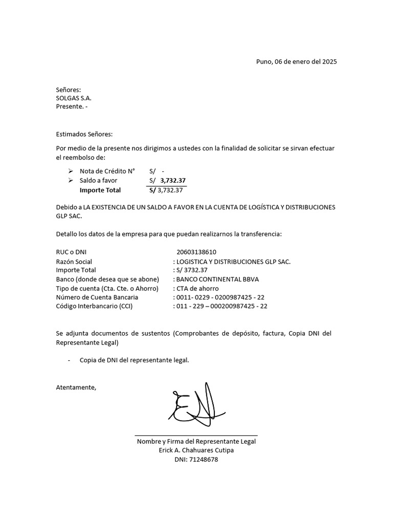 002 Carta - Devolucion | PDF