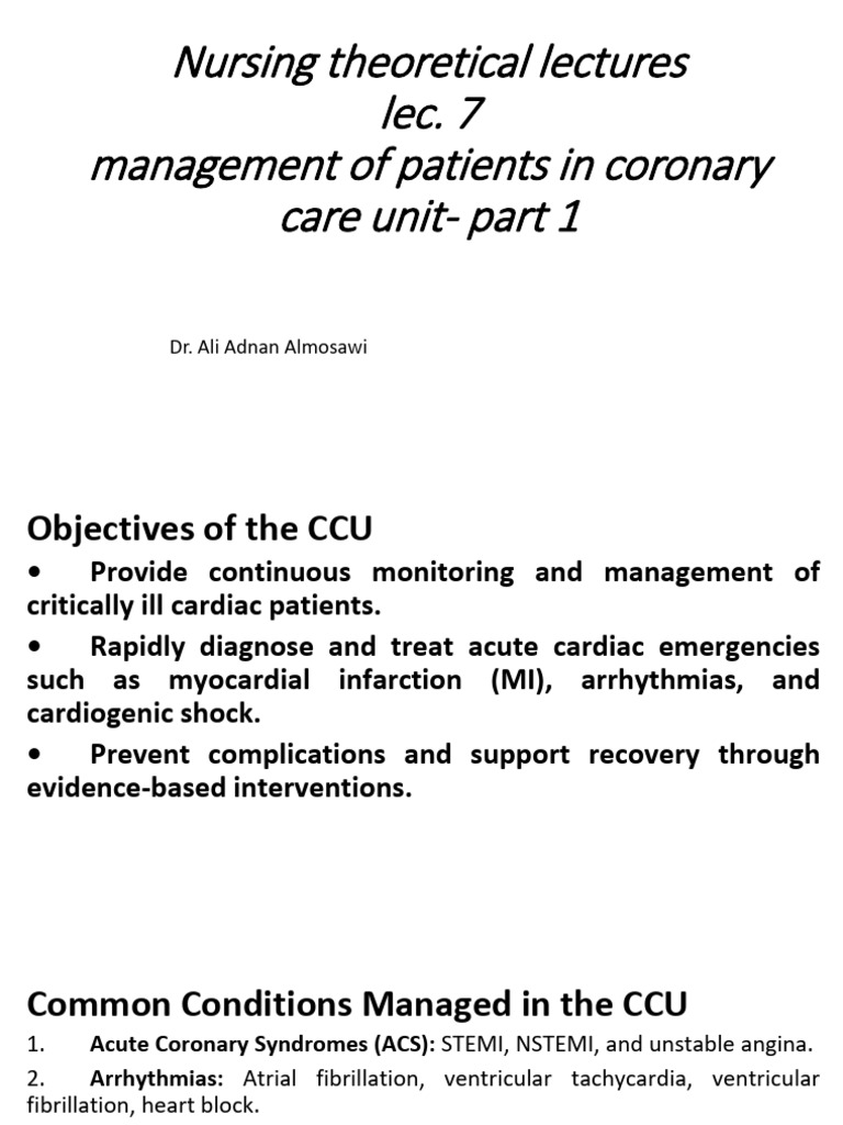 Managing Patients in CCU | PDF | Heart | Myocardial Infarction