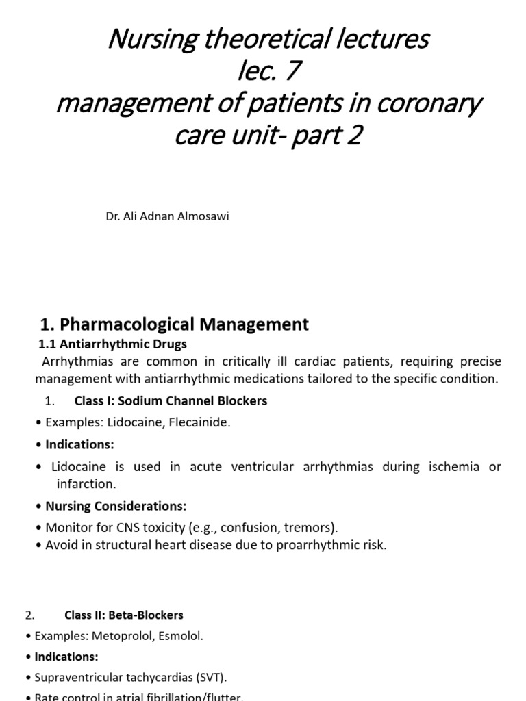 Lec 7-2 Managing Patients in CCU | PDF | Cardiac Arrest | Heart