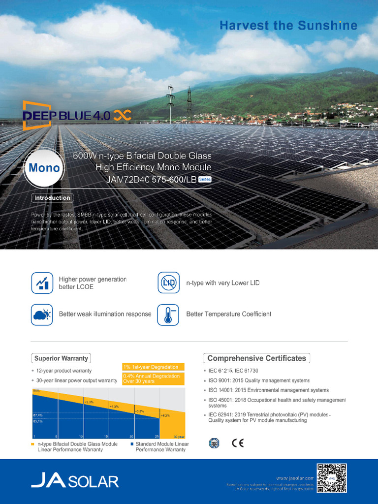 Paneles 590W Bifacial Tipo N JA SOLAR | PDF
