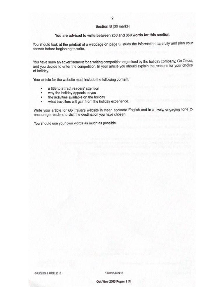 2015 Gce o Level English 1128 Paper 1 | PDF