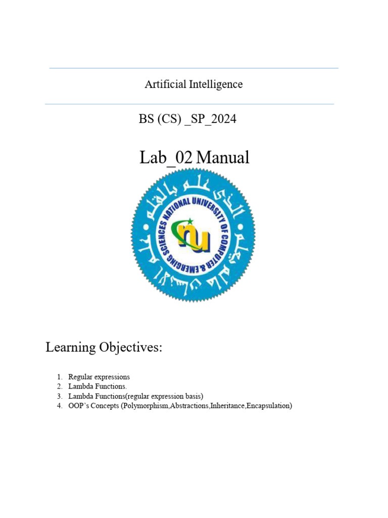 Ailabmanual02 Pdf Object Oriented Programming Class Computer Programming
