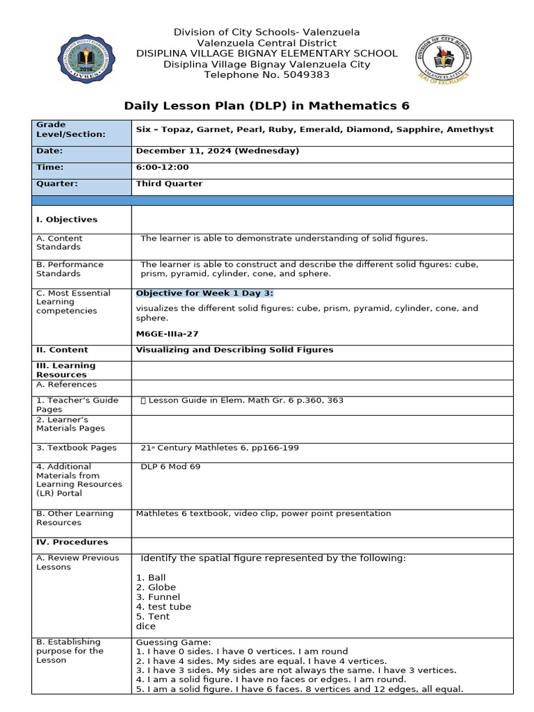 MATH6_Q3_W1_D3 | PDF | Shape | Area