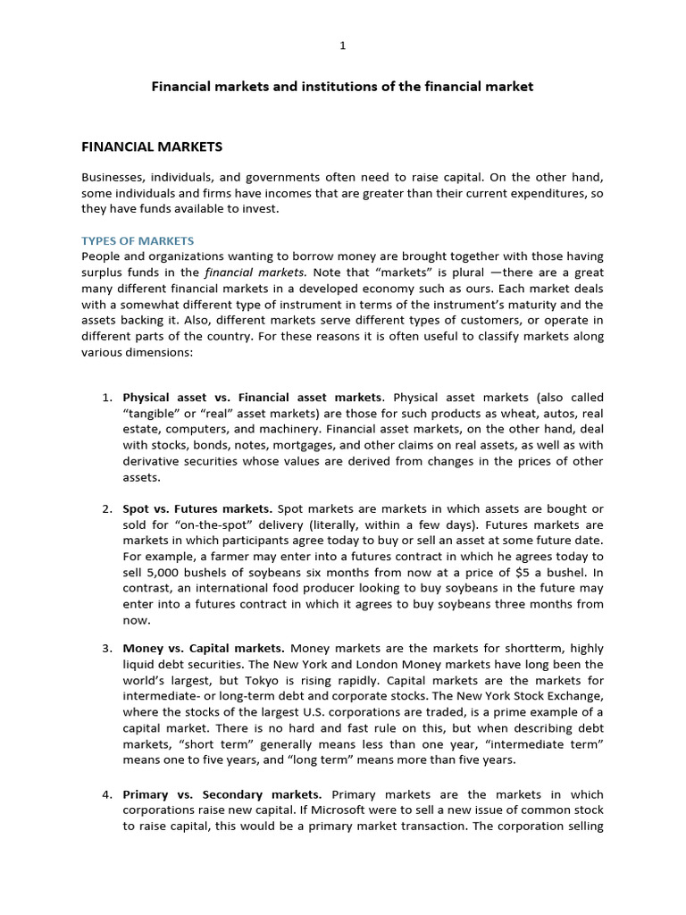 Inroduction-Financial Markets and Institutions | PDF | Derivative ...