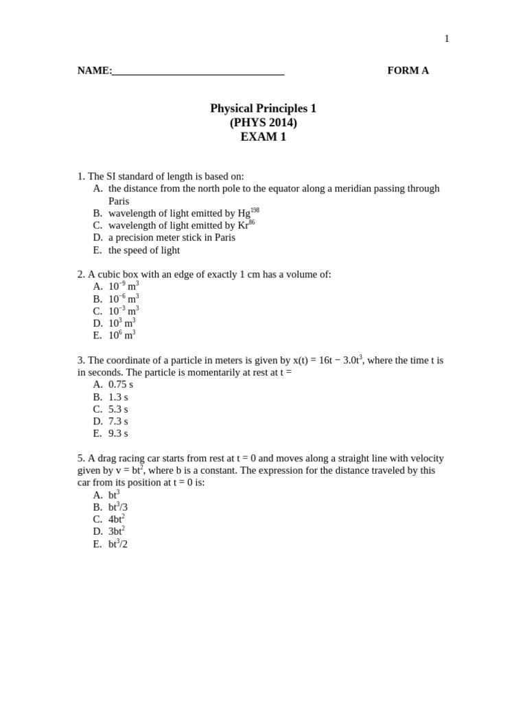 Sample_Exam_1 | PDF | Acceleration | Velocity