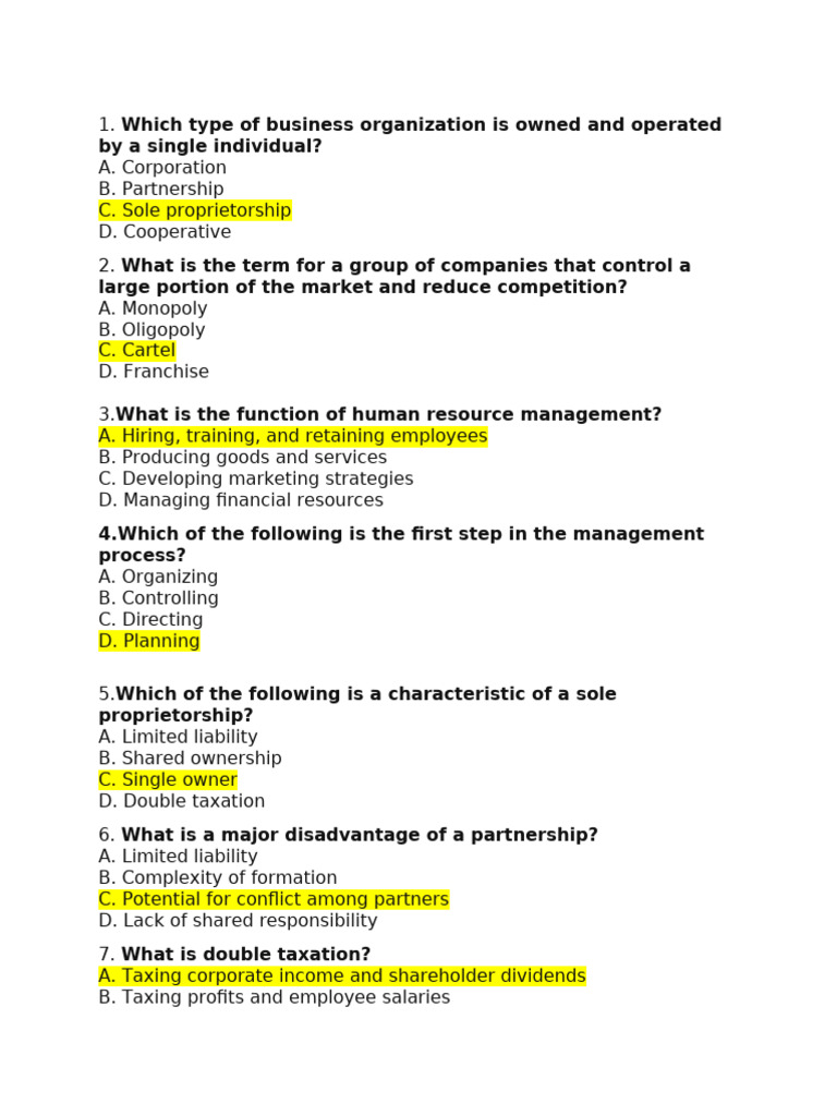 Business 101 Final Examples | PDF