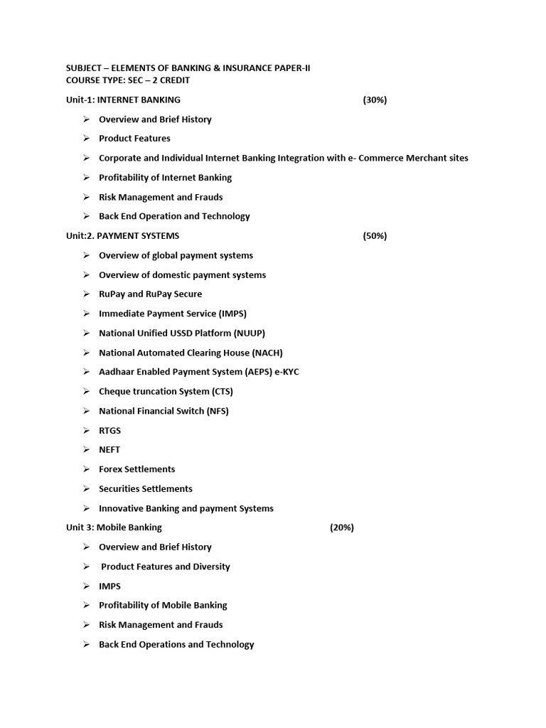 Fy Sem 2 Banking Syllabus Eng | PDF