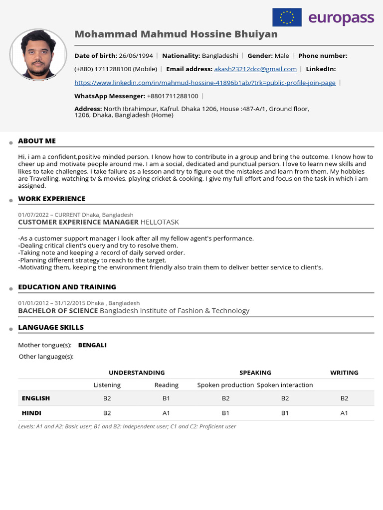 euro pass cv | PDF | Learning | Human Communication