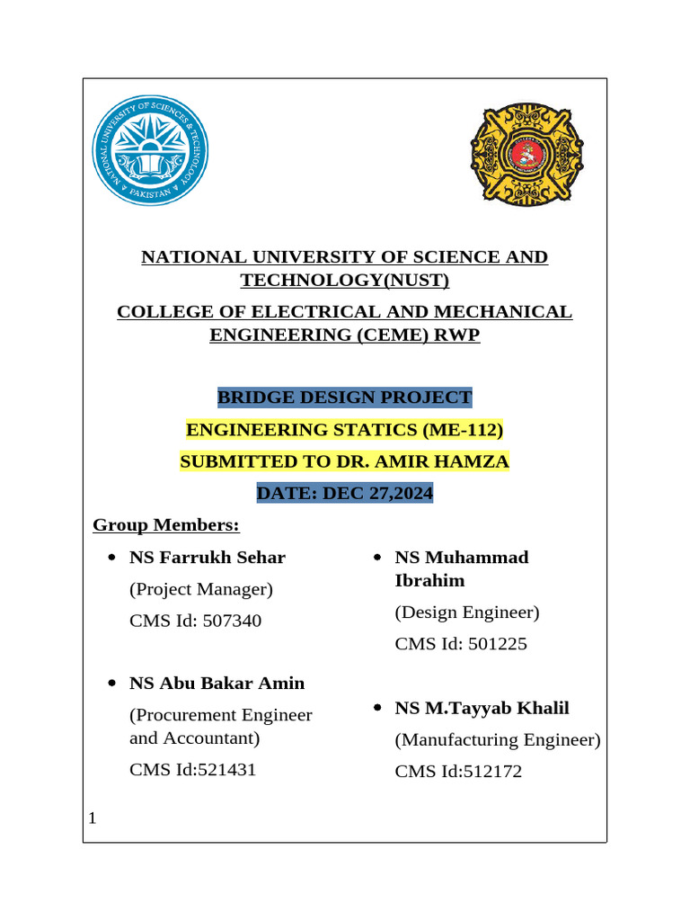 Statics Project Report - Docx 1 | PDF | Truss