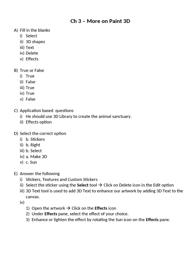 Paint 3D: Tools and Techniques Guide | PDF