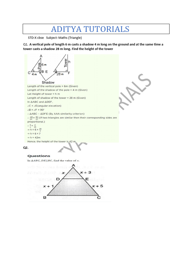 Scan 10th CBSE Most Impt Question Triangle Answers | PDF