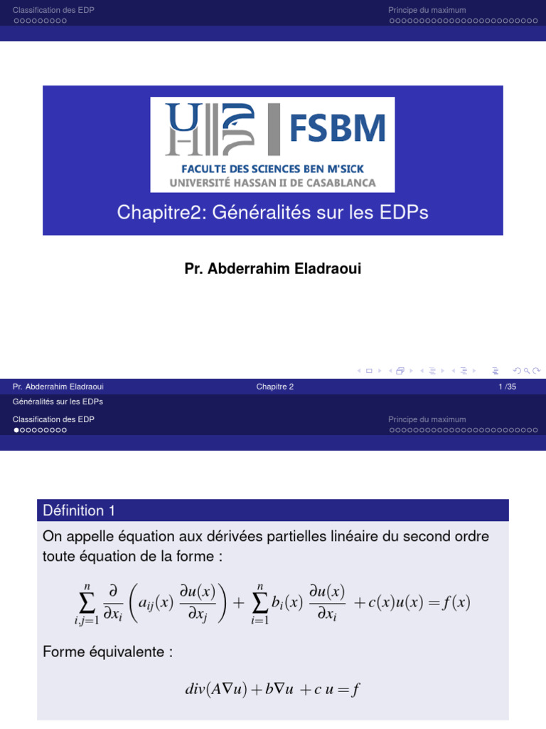 Classification des Équations aux Dérivées Partielles | PDF | Équation ...