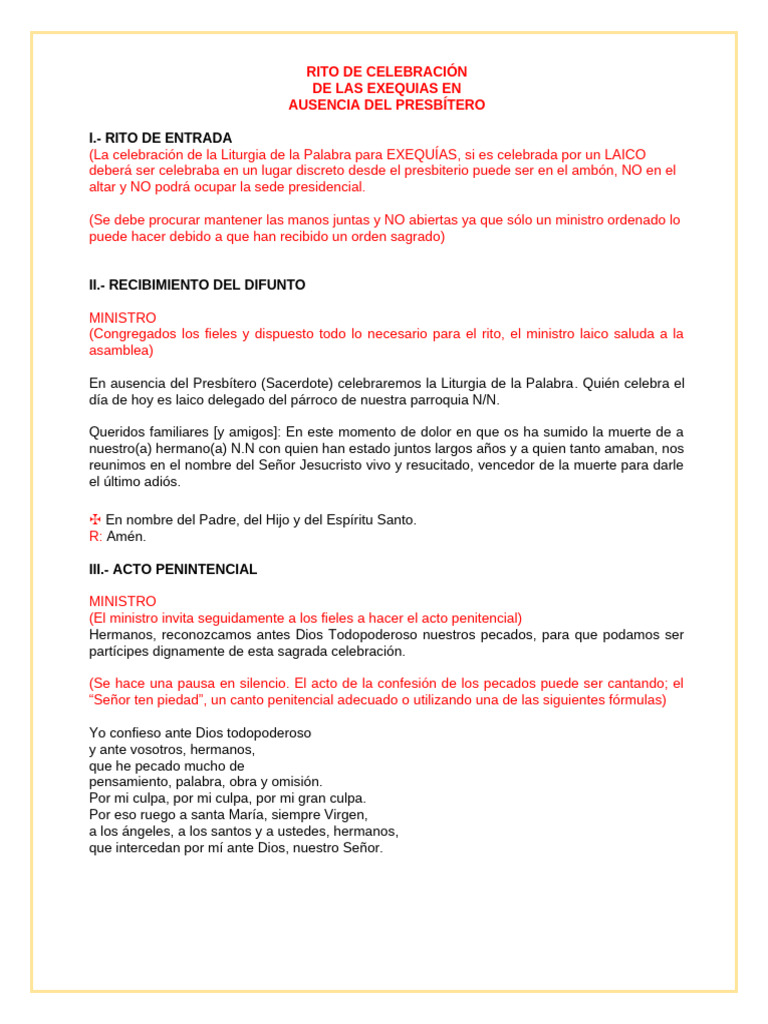 Rito de Exequias Sin Presbítero | PDF | Creencia religiosa y doctrina