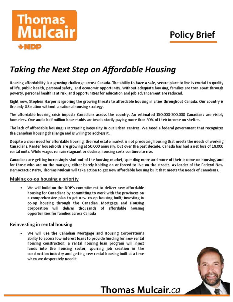 Mulcair Housing Policy Paper | PDF