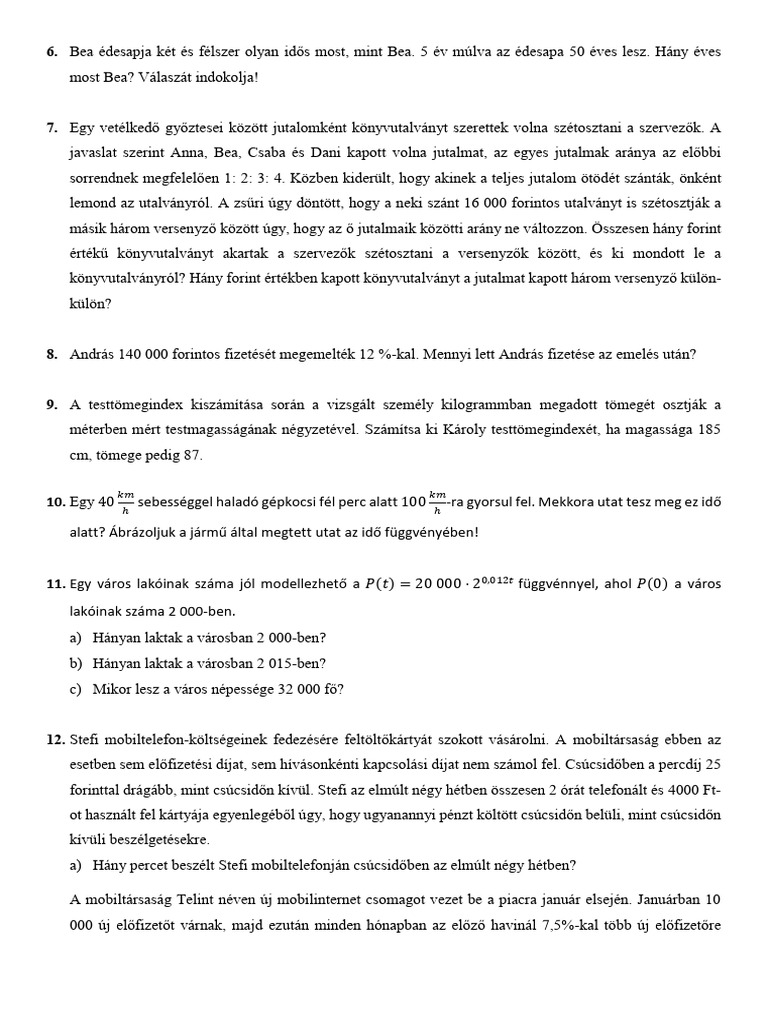 Matek 5. feladatsor | PDF