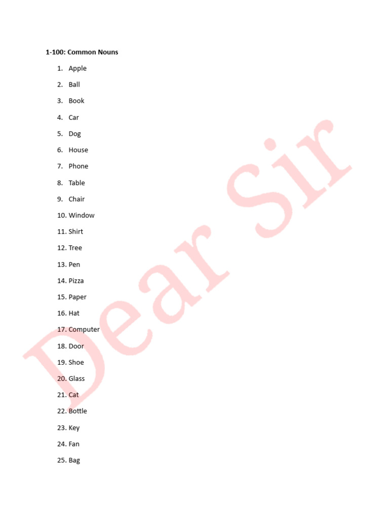 Common, Proper, Abstract, and Collective Nouns List | PDF