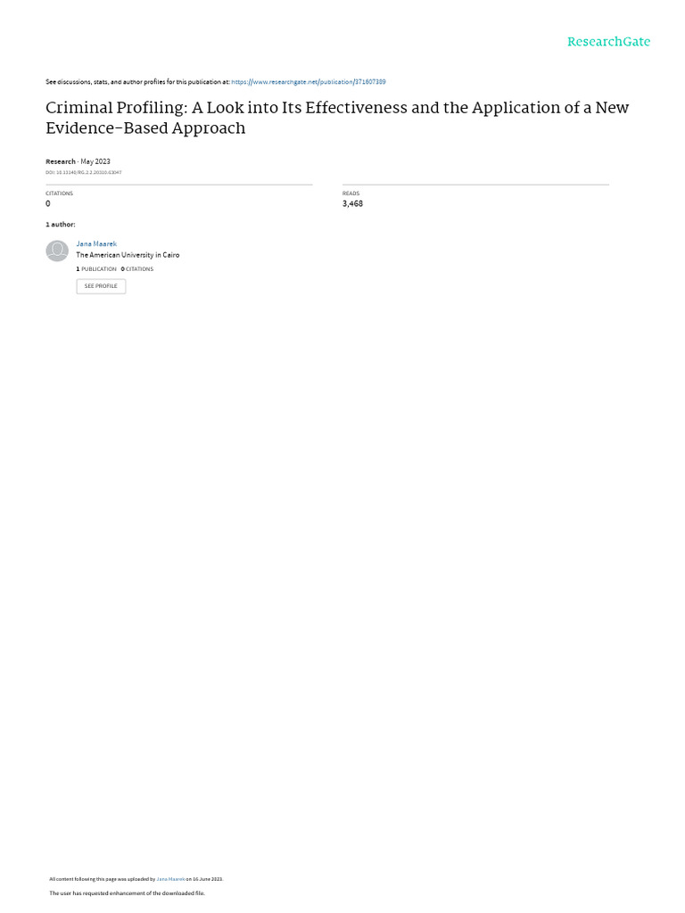 Criminal Profiling ALook Into Its Effectiveness and The Application of ...