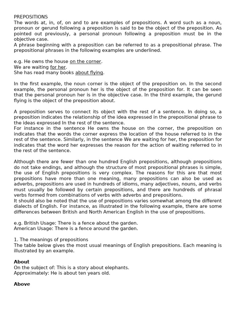 Prepositions - Lecture and Seminar | PDF | Pronoun | English Language