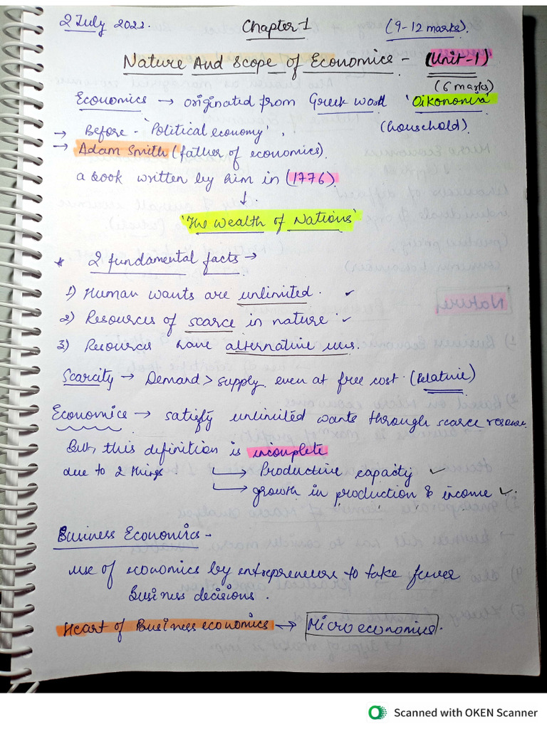 CA Foundation (Economics) Chapter 1 Notes | PDF