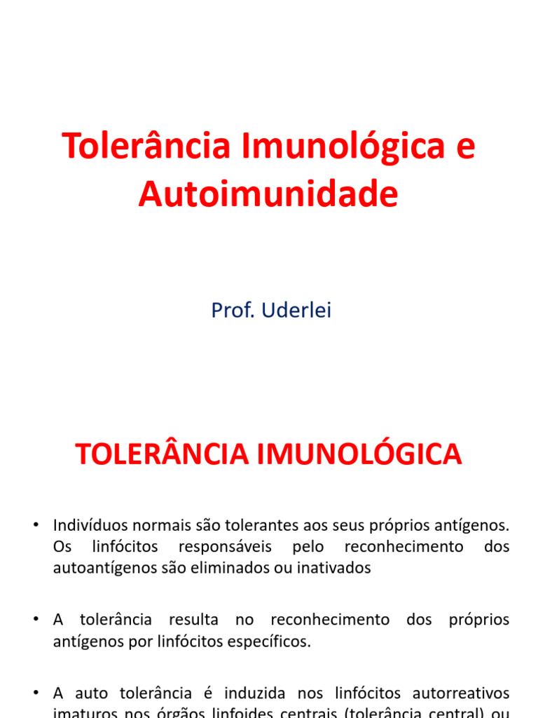 AULA 4 - Tolerância Imunológica e Autoimunidade | PDF | Apoptose | Célula T