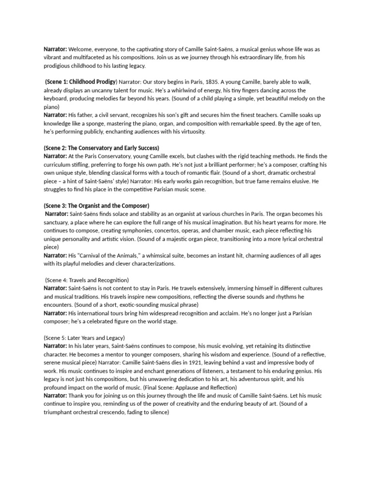 MAPEH SCRIPT | PDF | Camille Saint Saëns | Musical Compositions