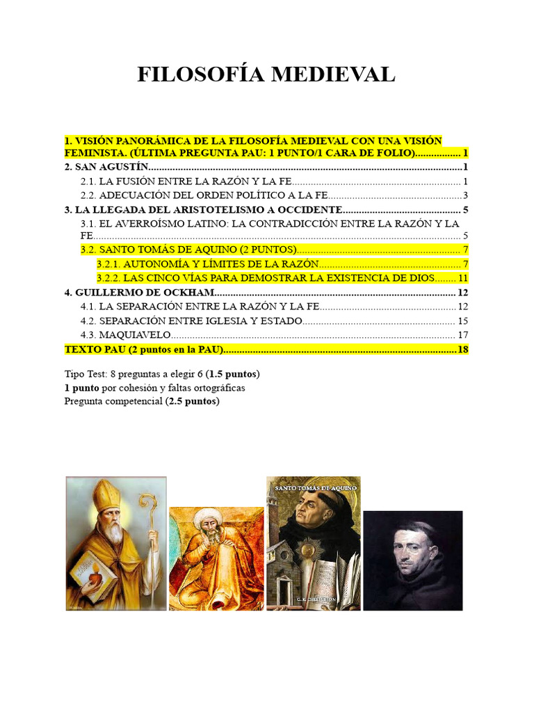 Filosofía Medieval: Fe y Razón en San Agustín | PDF | Tomás de Aquino ...