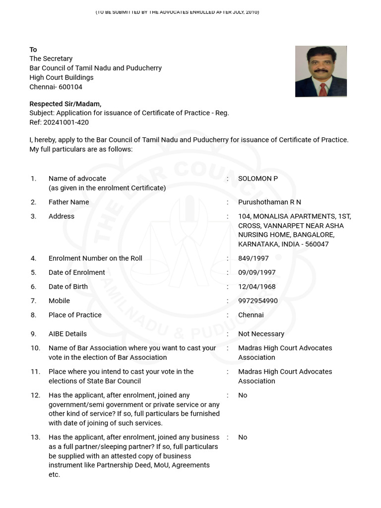Advocate Declaration Form Submission | PDF