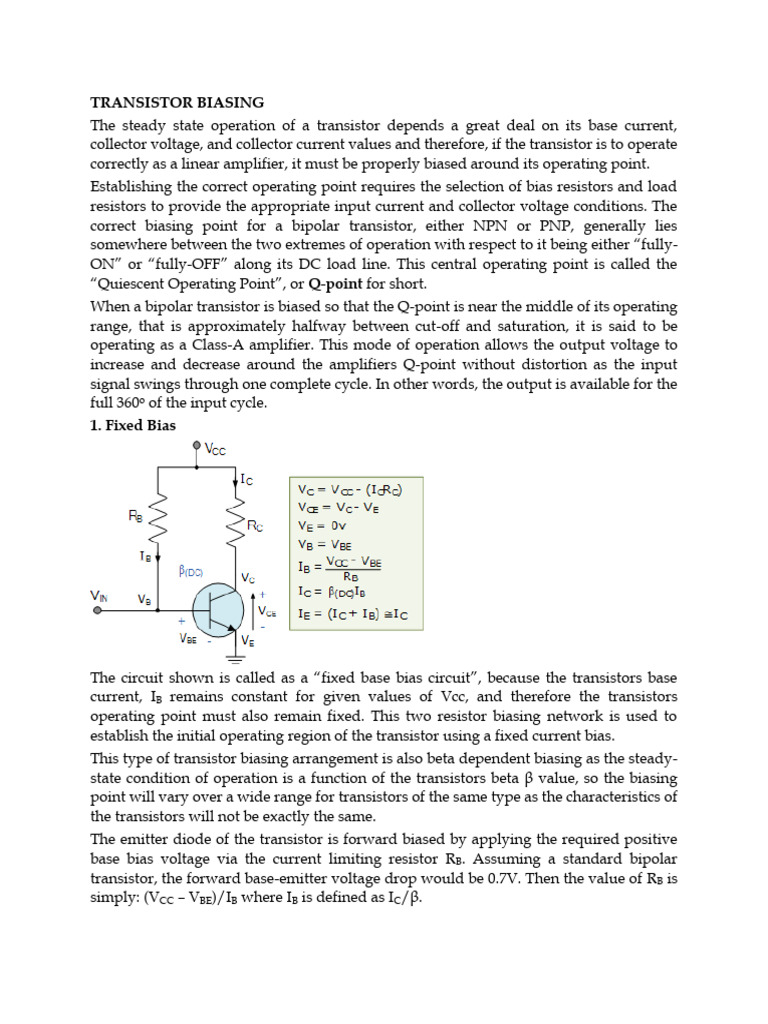 01 Transistor Biasing | PDF | Bipolar Junction Transistor | Transistor