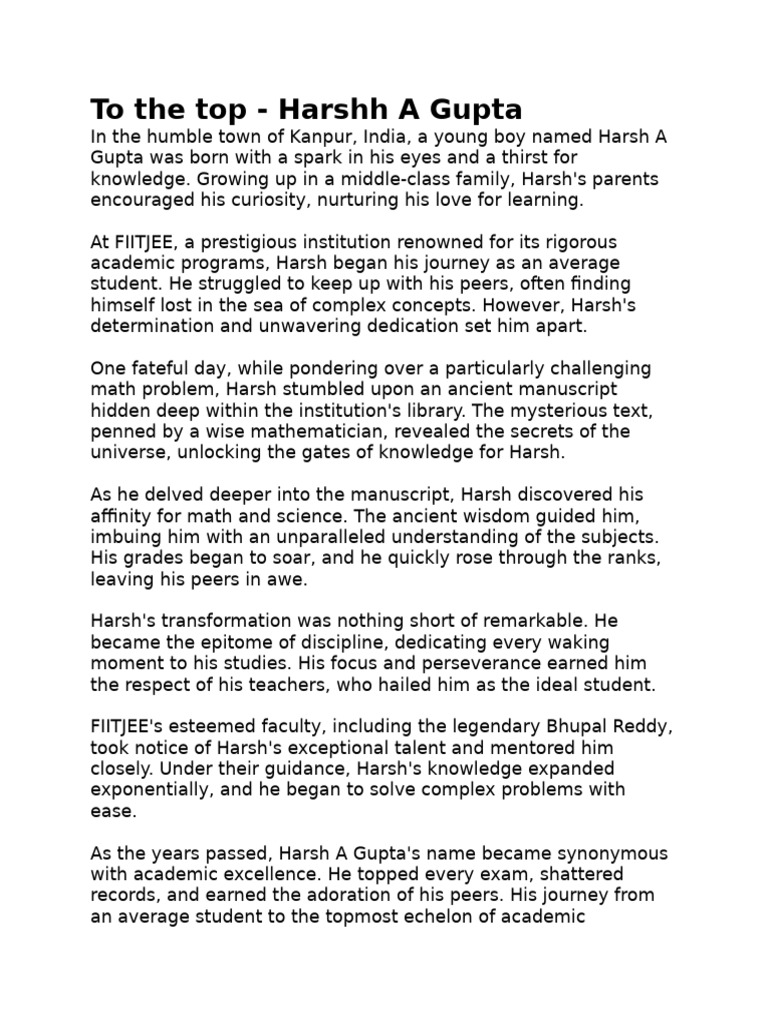 To The Top - Harshh A Gupta | PDF