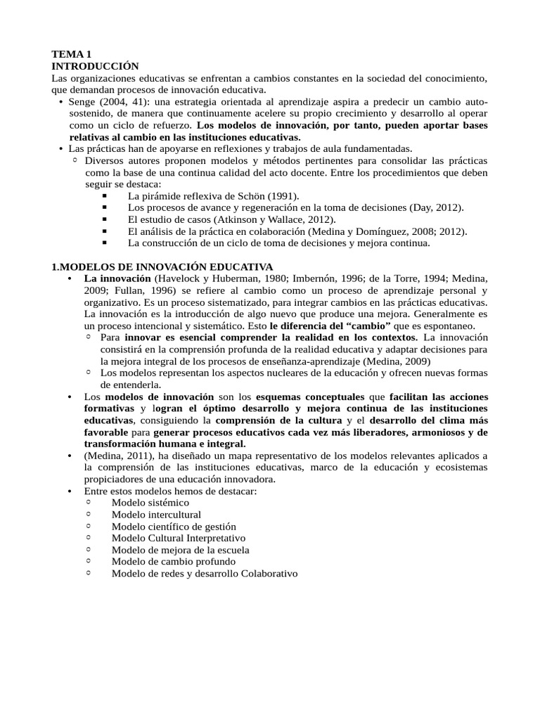 TEMA 1: "Modelos para la Innovación | PDF | Innovación | Aprendizaje