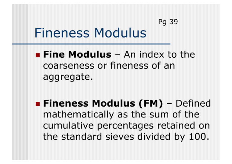 Fineness Modulus L | PDF