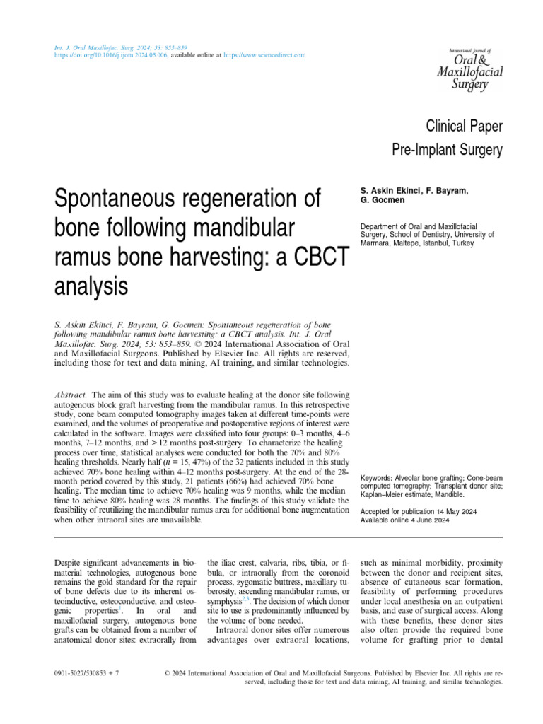 Spontaneous Regeneration Of Bone Following M 2024 International Journal Of O Pdf Medical