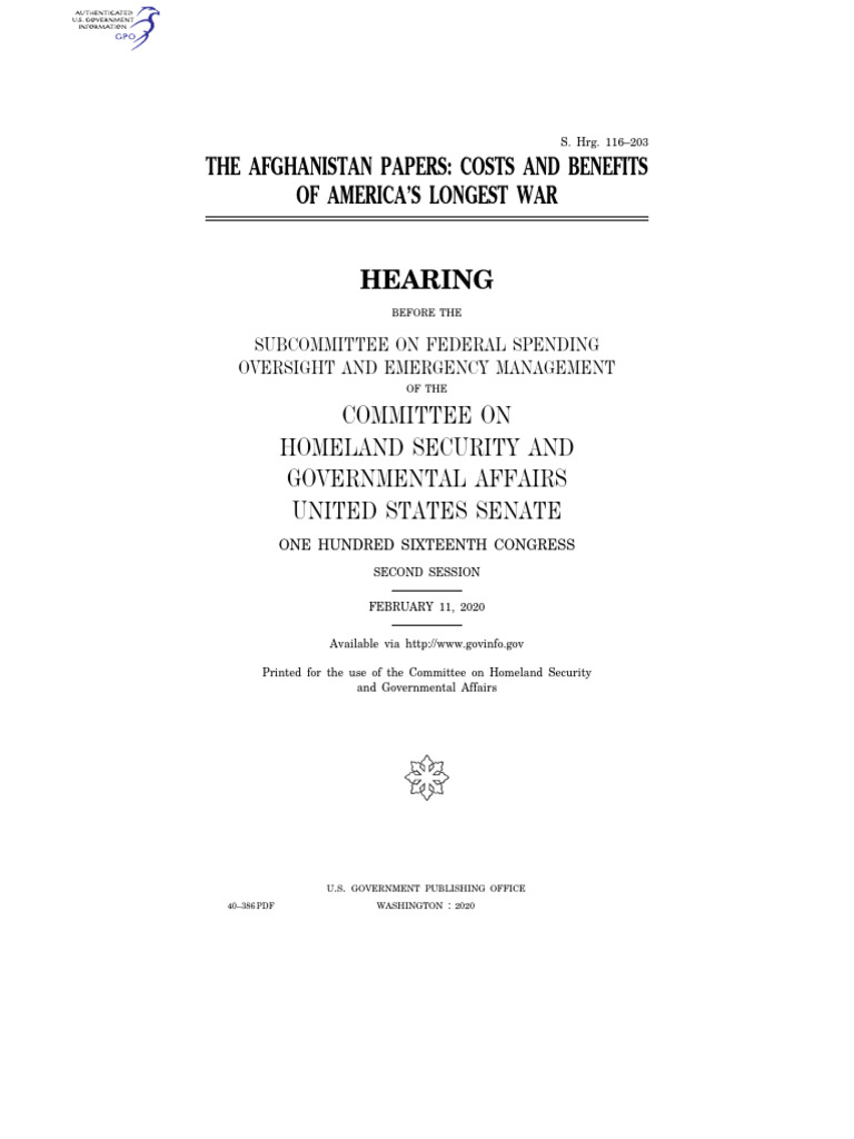 Afghanistan Papers: Costs and Benefits | PDF