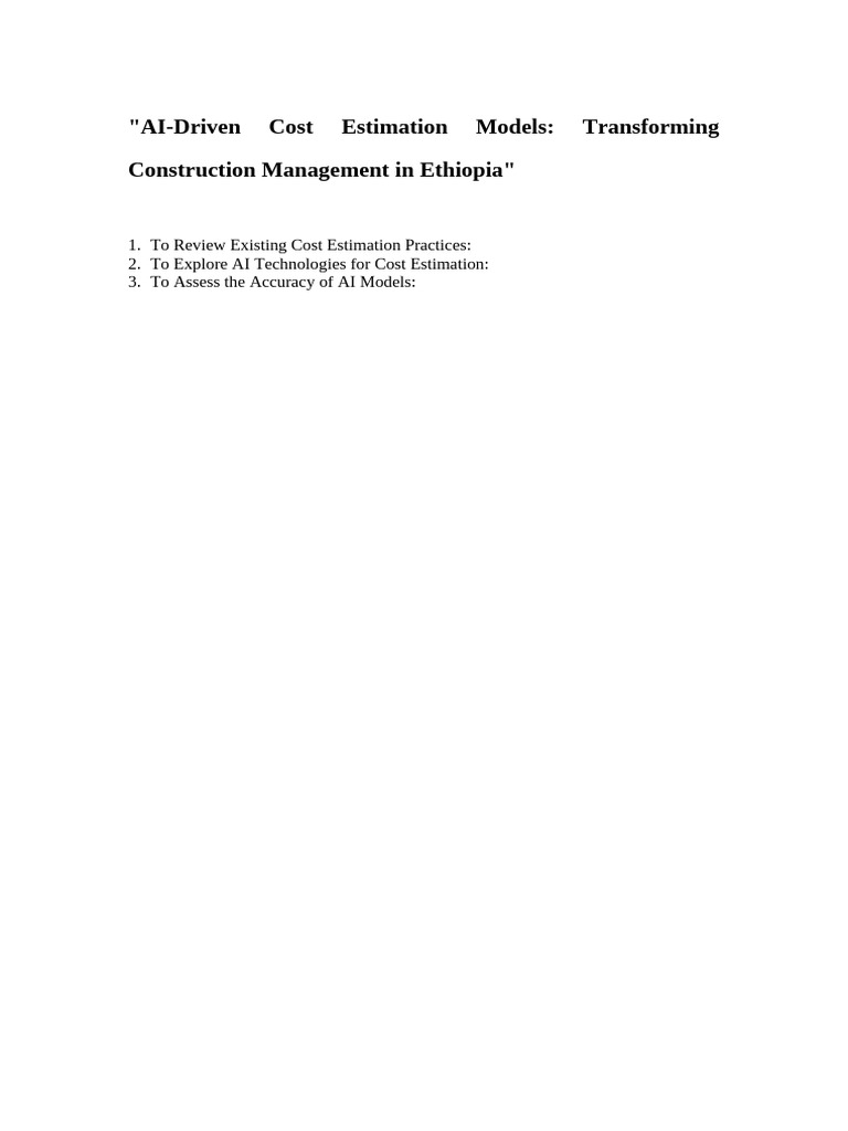 Ai Driven Cost Estimation Models Transforming Construction Management In Ethiopia Pdf